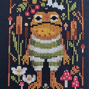 Toad Cross Stitch Pattern, Frog Cross Stitch, Spring Cross Stitch ...