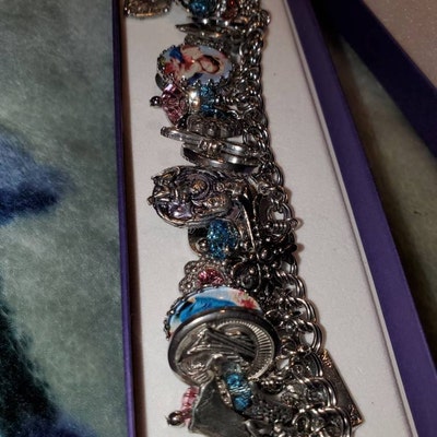 Madonna Bracelet, Colorful Catholic Jewelry, Cross Charms With Real ...