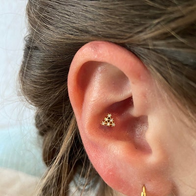 Triangle Conch Earring Tiny Geometric Cartilage Labret Triple Helix ...