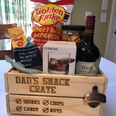 Personalized Gift Basket for Fathers Day, Dads Snack Crate, Dad or ...