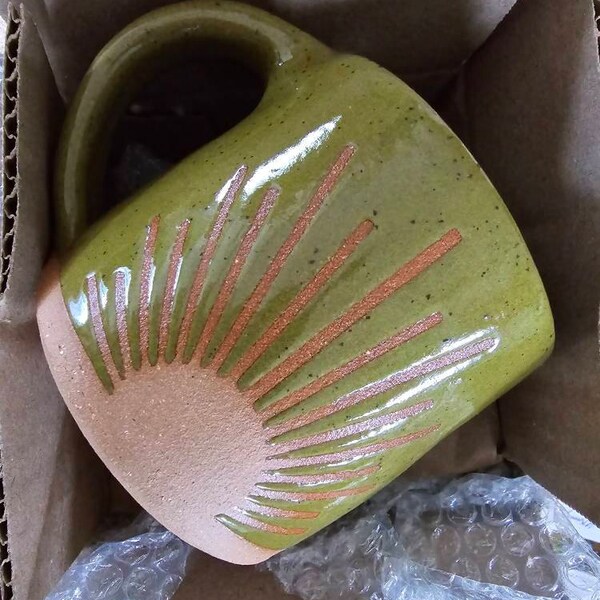 Solstice Mug Handmade Pottery Mug in Olive Green Speckle - Etsy