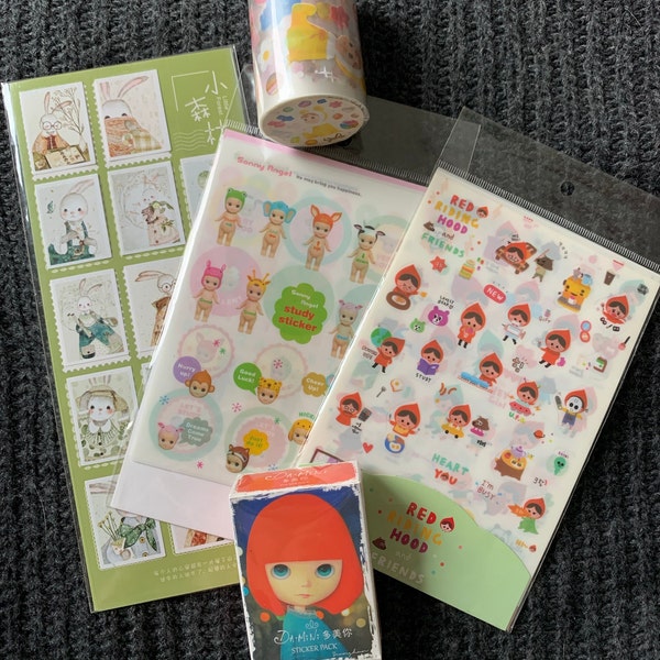 Cute Girl Sticker 43 Kawaii Dolly Sticker Lovely Cartoon Doll Big Eyes ...