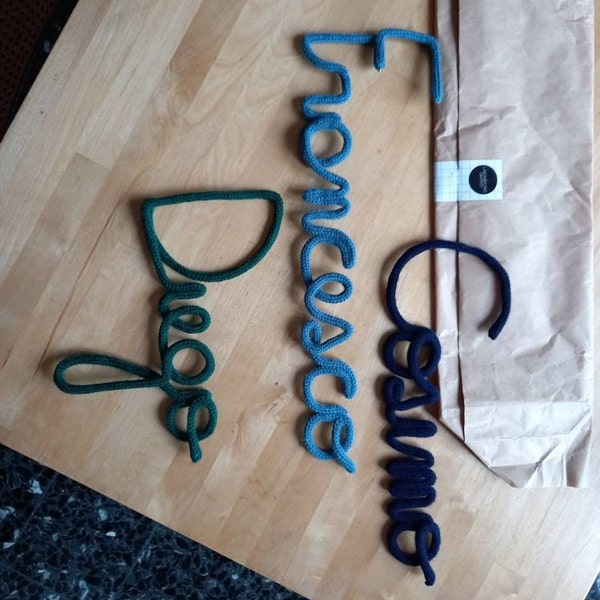 Wire Letters Covered With Wool Knitting. - Etsy