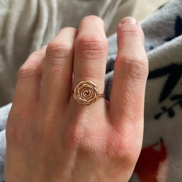 Rose Gold Rose Ring, Rose Gold Ring, Flower Ring, Rose Shaped Ring ...