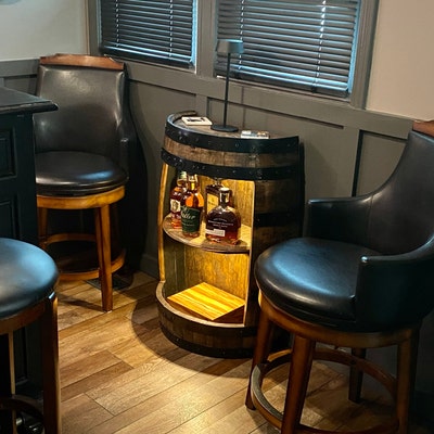 Half Barrel Display, Whiskey Barrel Cabinet, Bourbon Barrel Cabinet ...
