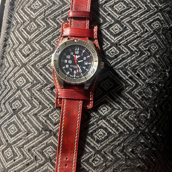 Custom Real Leather Bund Strap, Bund Watch Band 16mm 18mm 20mm 22mm ...