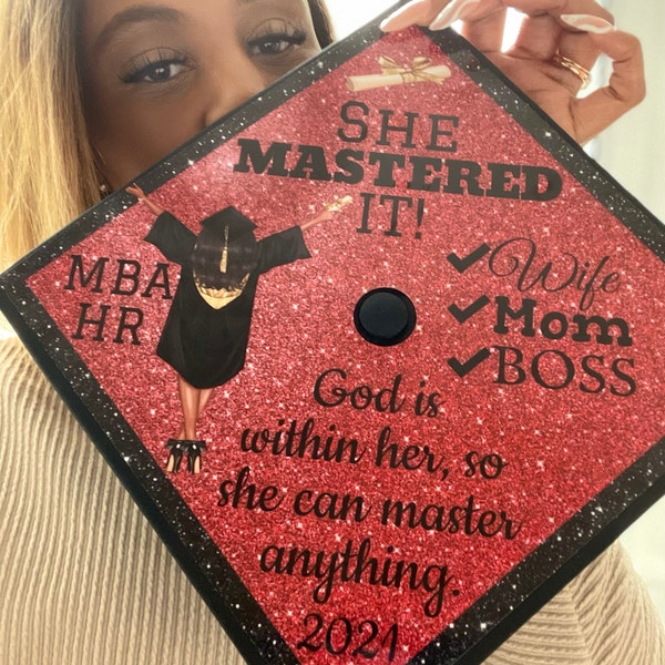 Graduation Cap Topper/she Believed She Could/ Mastered/grad - Etsy