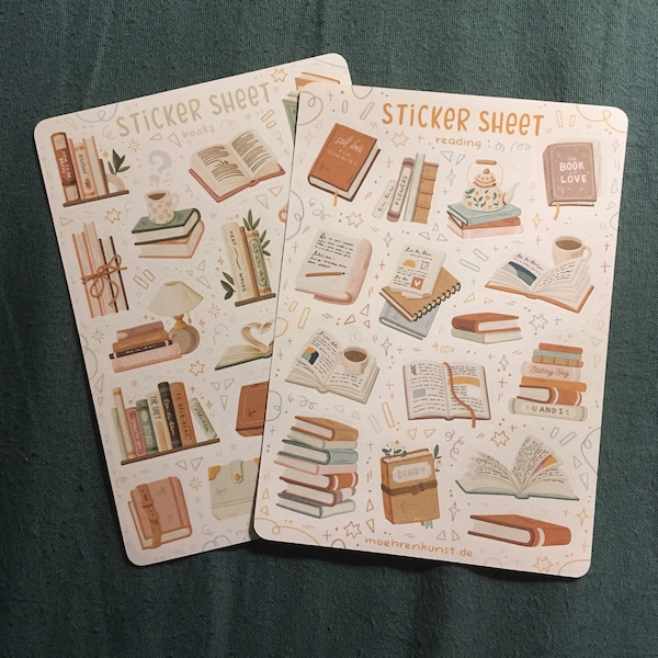 Sticker Sheet - Books | Journal Stickers, Calendar, Planner Stickers ...