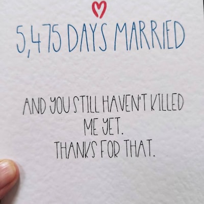 Funny 15th Anniversary Card, 5475 Days Married Card Funny Anniversary Card Husband Wife Him Her ...