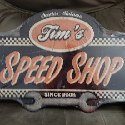 Personalized Speed Shop Sign, Metal Art Garage Sign, 2 Sizes, Wall ...