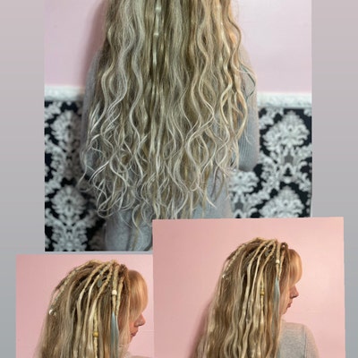 Synthetic Dreads, Miami Girl Set , Natural Ash Blonde and Light Blue ...