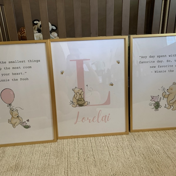 Winnie the Pooh Nursery Print Set of 3 Custom Winnie the Pooh Nursery ...