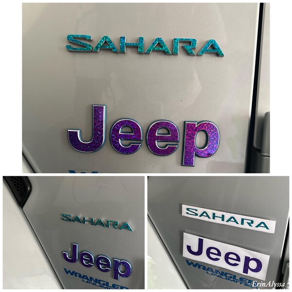 Holographic Sequins Jeep Emblem Sticker Decal, Wrangler JK, TJ, JL ...