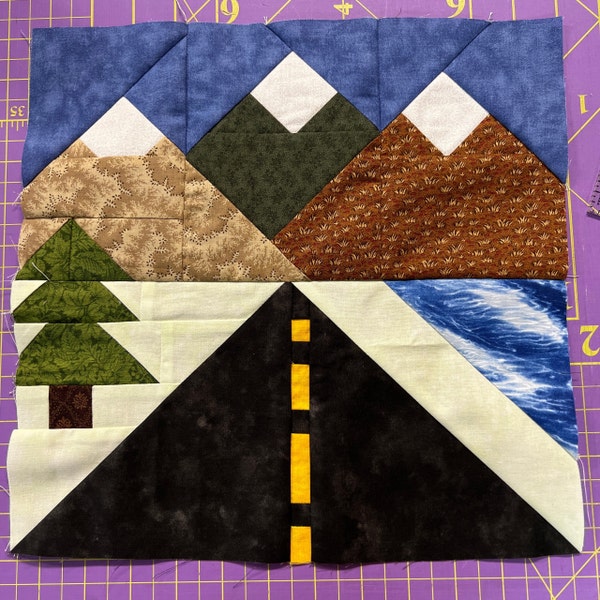 The Open Road Mountains Travel Quilt Block PDF Pattern - Includes ...