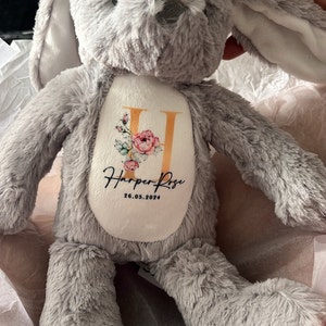 Personalised Bunny Rabbit, New Baby Gift, Personalised Plush Soft Toy ...