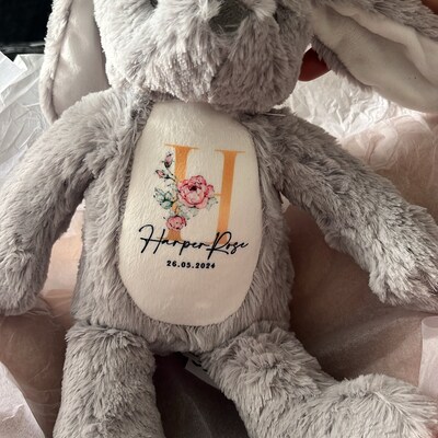 Personalised Bunny Rabbit, New Baby Gift, Personalised Plush Soft Toy ...