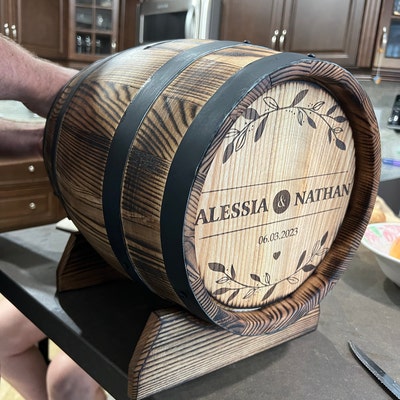 Wedding Barrel Card Box 10L, Personalized Oak Whiskey Barrel Box, Wine ...