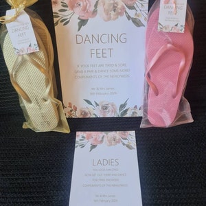 Dancing Feet Flip Flop Wedding Sign, Personalised Blush Floral A5, A4 ...