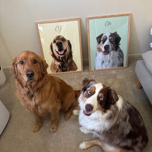 Custom Pet Portrait Framed Dog Portrait Digital Dog Art Pet Commission ...