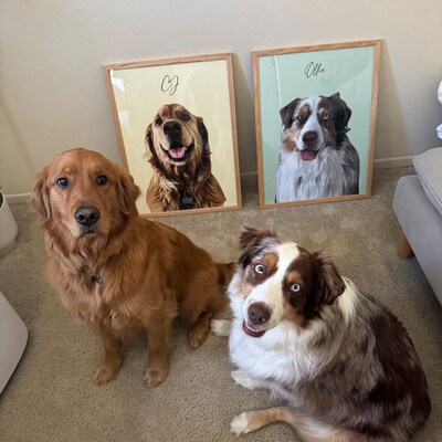 Custom Pet Portrait Framed Dog Portrait Digital Dog Art Pet Commission ...