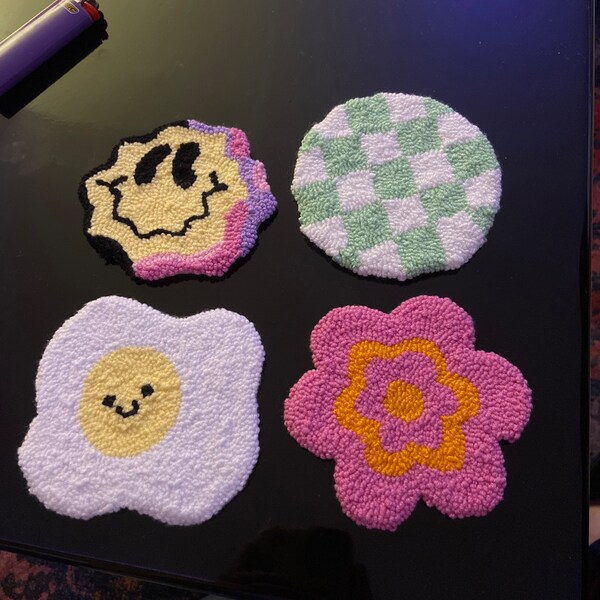 Y2k Aesthetic Home Decor, Punch Needle Coaster, Christmas Gift ...