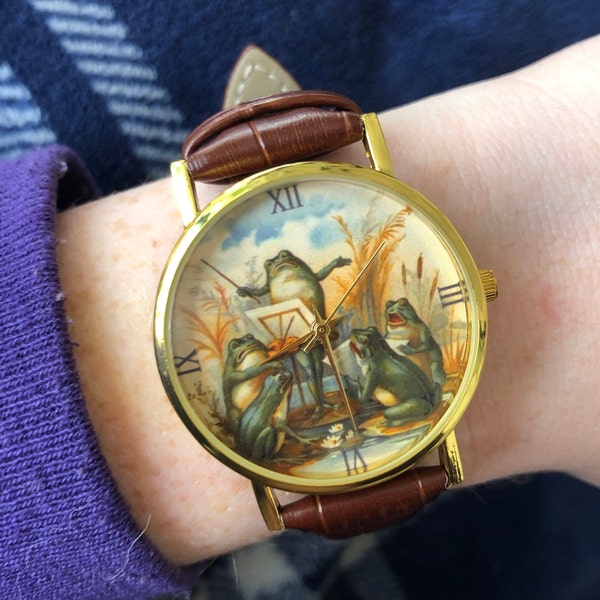 Frog Chorus Leather Watch, Frog Chorus Ladies Watch, Unisex Watch ...