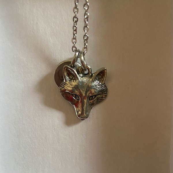 Fox Necklace, Fox Head Necklace, Fox Face, Silver Fox Charm, Fox ...