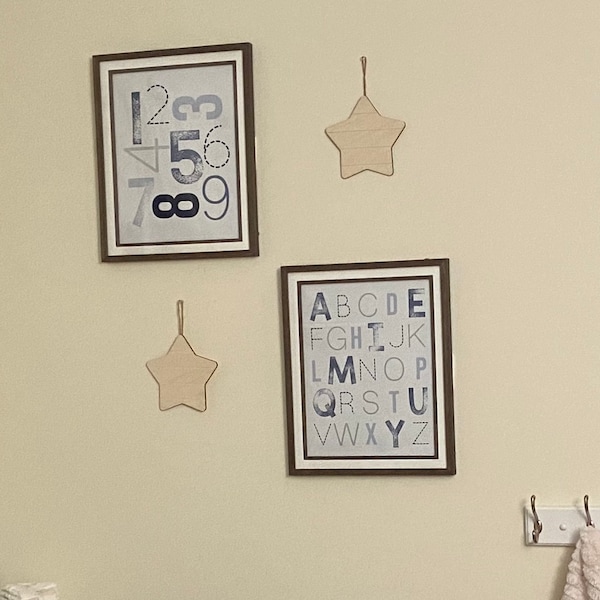 Set of 2 Prints, Blue Alphabet and Numbers Prints, Nursery Decor ...