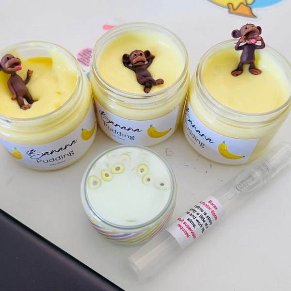 Banana Pudding Slay Slime With Three Randomly Posing Monkeys and Clay ...