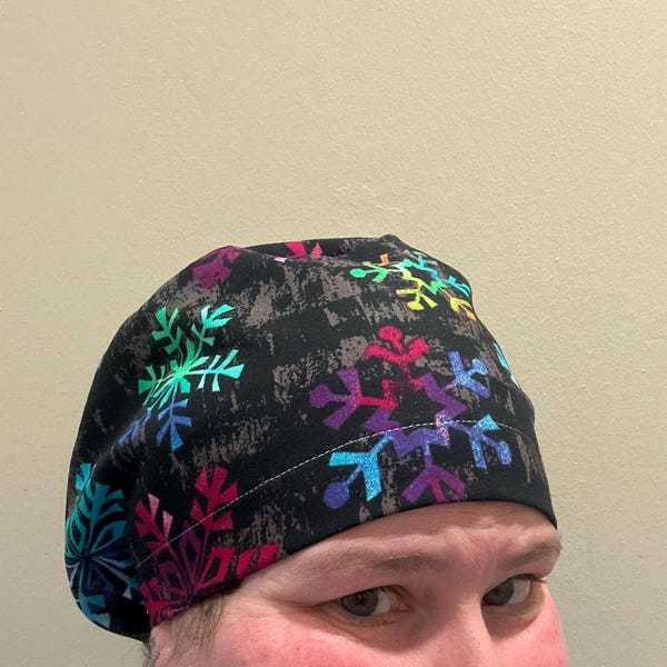 Preppy Waves Ponytail Scrub Cap for Long Hair, Satin Lining Optional ...