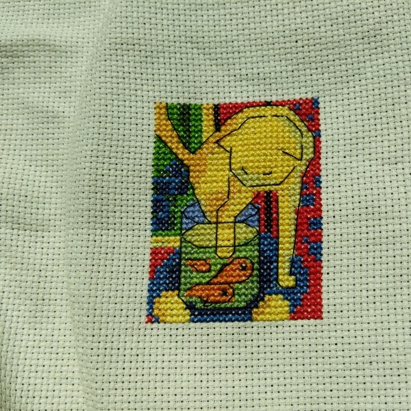 Cat With Red Fish, Matisse Mini Cross Stitch Artwork Cross Stitch ...