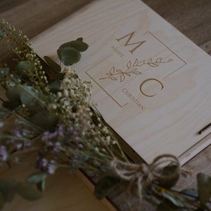 13x18cm 5x7 Dark Rustic Wooden Photo Box. Couple Memory Box With USB ...