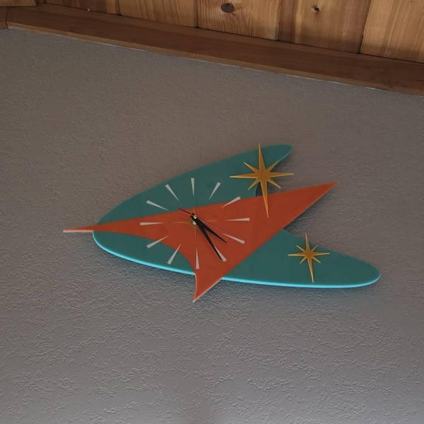 Mid Century Modern "atomic Time" Wall Clock: Retro Boomerang ...