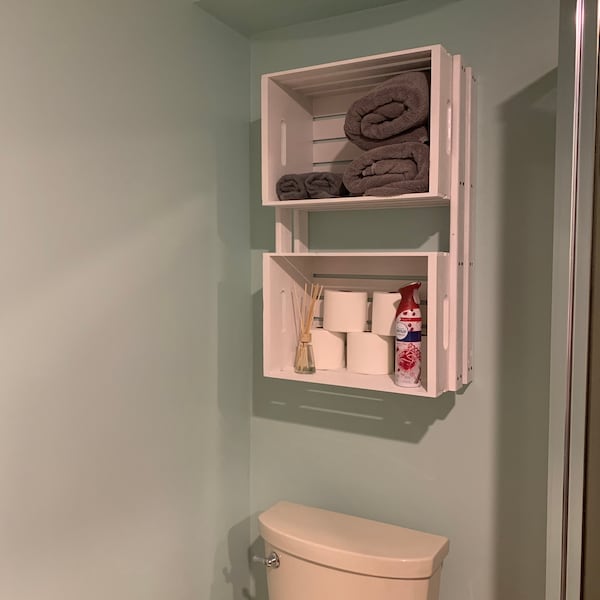 Spa Style Crate Shelf Towel Rack - Crate Bathroom Organizer - Crate ...