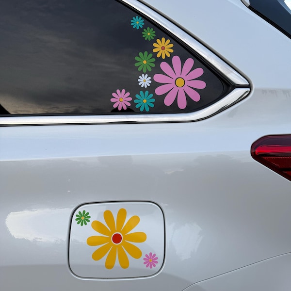 Flower Magnet Set of 7 Hippie Flower Car Magnets Removable Stickers ...