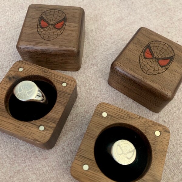 Handmade Walnut Wood Engagement Ring Case for Proposals. Round Rustic ...
