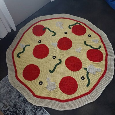 PDF PATTERN Pizza Blanket Crochet With Toppings Olives Pineapple ...