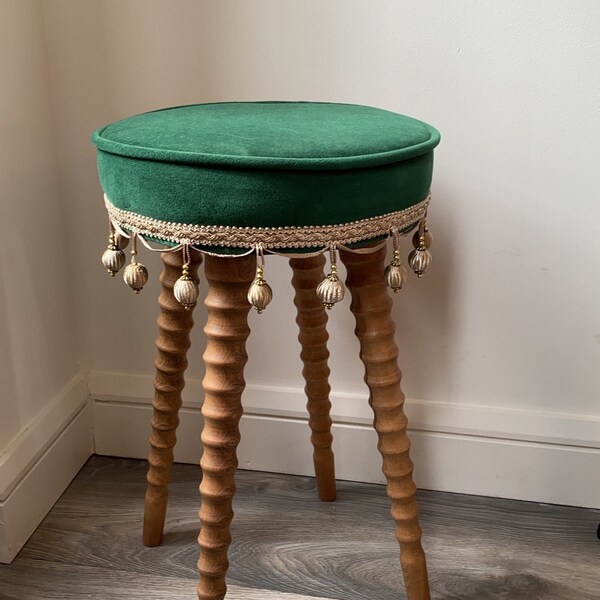 Turkish Turquoise Velvet Fabric Decorative Pouffe and 2 FREE 45*45 ...