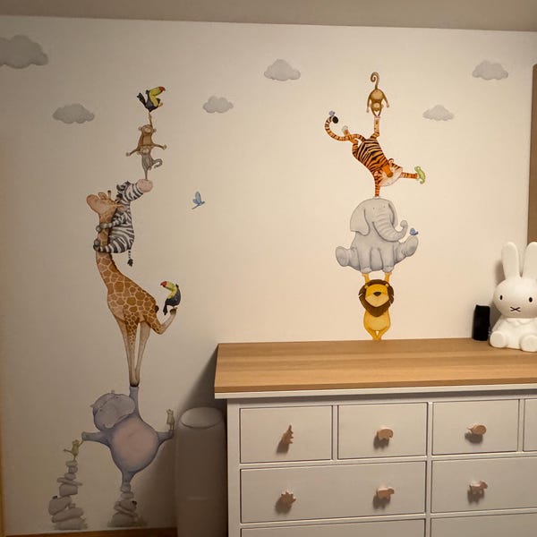 Safari Animal Stack Fabric Wall Decal, Safari Nursery, Watercolour ...