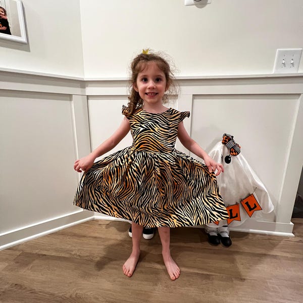 Tiger Print Dress Girls, Toddler Tiger Print Dress, Animal Print Dress ...