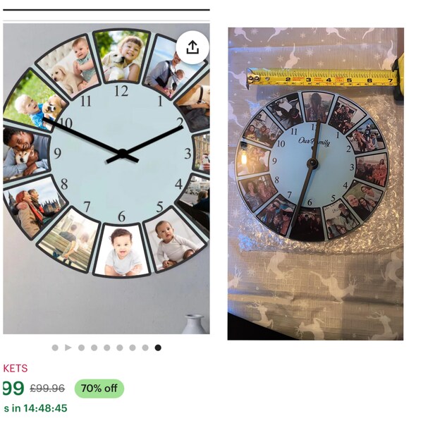 Personalised Photos Wall Clock, Custom Family Photo Printed Clock for ...