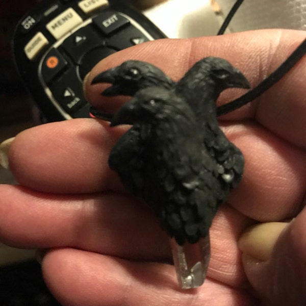 Crow Necklace Black Raven Corvo Rabe Polymer Clay - Etsy