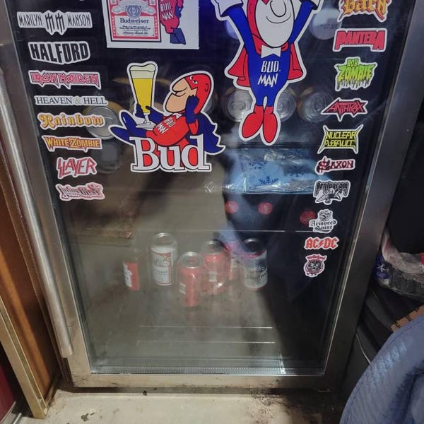 Bud Man Budman Budweiser "sizes" Beer Vinyl Sticker Decal Retro Vintage ...