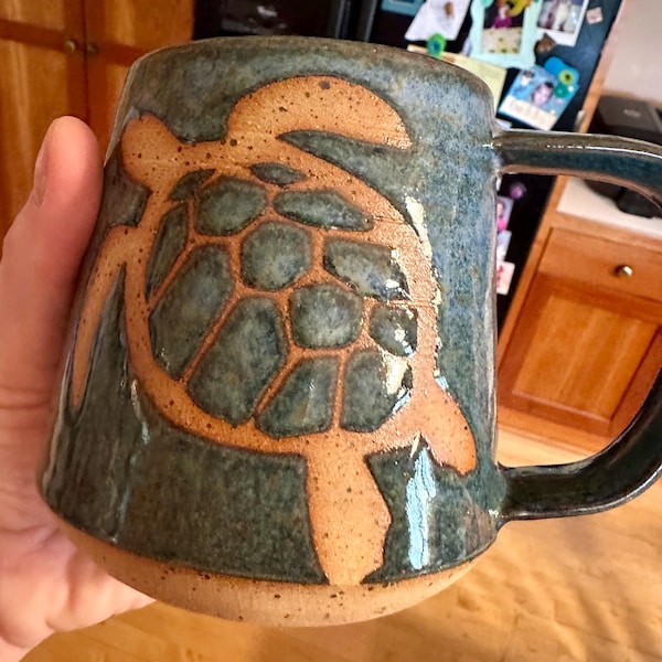 Sea Turtle Mug Ocean Life Mug Sea Turtle Gift Handmade Pottery Mug ...