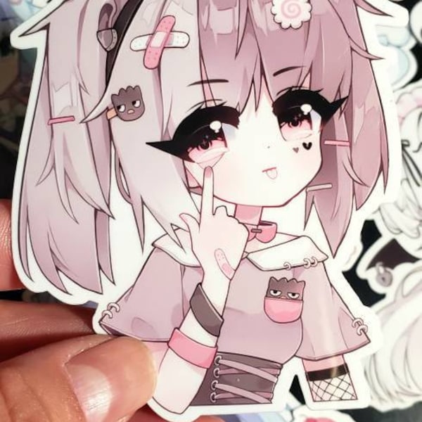 Grey Penguin Anime Girl Waterproof Vinyl Sticker Pack - Laminated ...