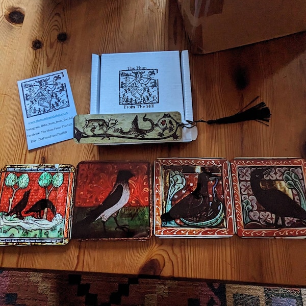 Medieval Crow Coasters - Set of 4 - Etsy