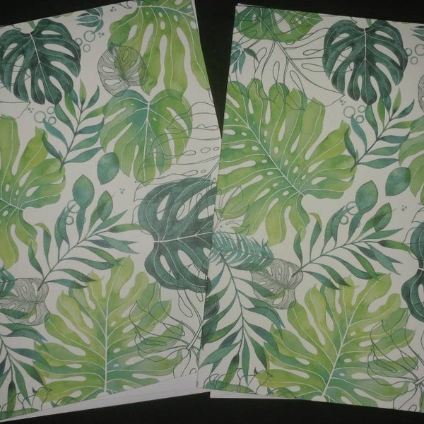 Ginkgo Leaf Print - Yellow and Blue/grey, Gouache Leaves, Multiple ...