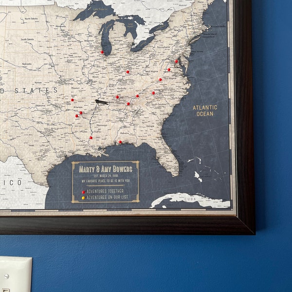 Large USA Push Pin Map | Personalized Travel Map of the US | Executive ...