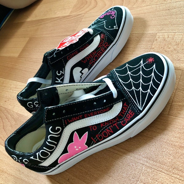 Vans Old Skool Lil Peep "spider Web" Handmade Painting - Etsy