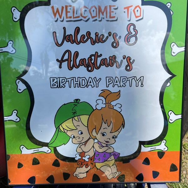 Welcome Sign Pebbles and Bam Bam - Pebbles and Bam Bam Birthday Welcome ...
